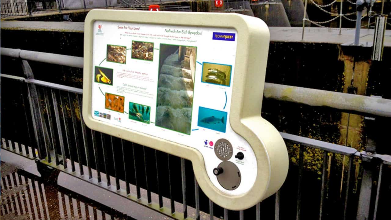 Bespoke U-Turn Audio Signs, Cardiff Bay - blackbox-av